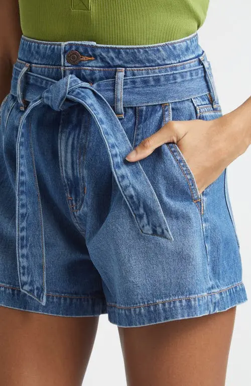 Veronica Beard Jaylen Tie Waist Denim Shorts - Serendipity