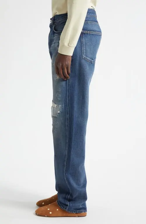 JW Anderson Rip & Repair Straight-leg Selvedge Jeans - Dark Blue