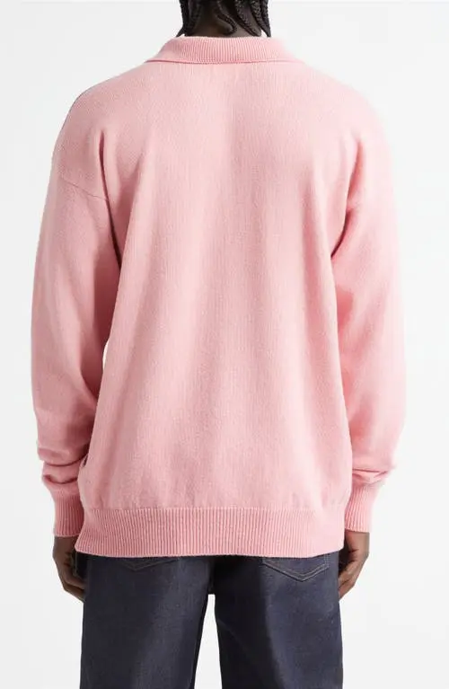 JW Anderson X Pringle Of Scotland Argyle Wool Polo - Bubblegum