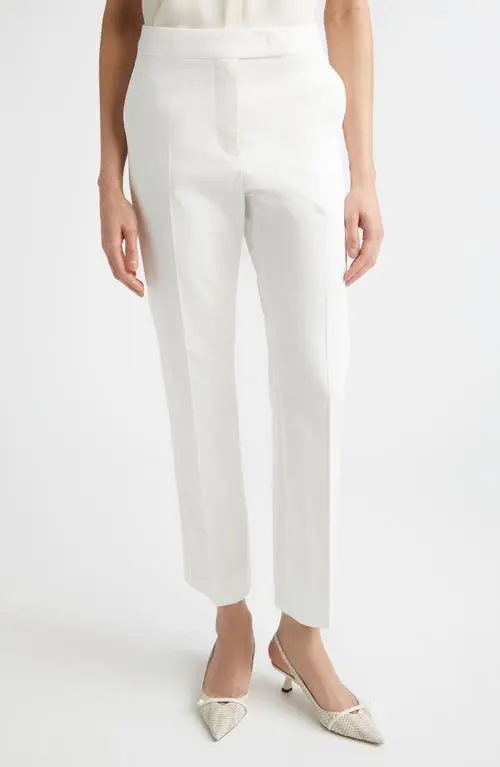Max Mara Okra Crop Stretch Cotton Straight Leg Pants - Silk