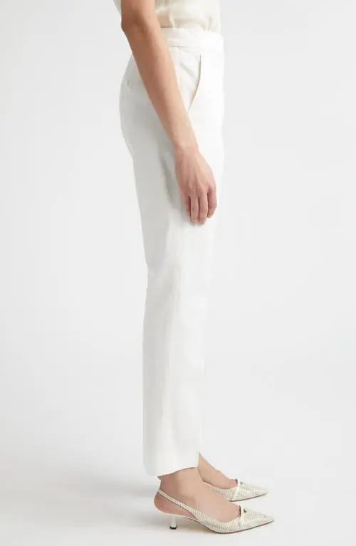 Max Mara Okra Crop Stretch Cotton Straight Leg Pants - Silk