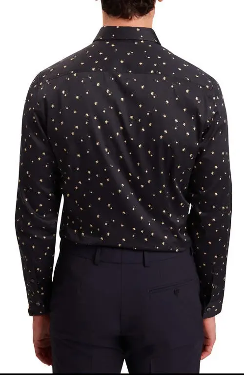 Ted Baker London Iskran Floral Print Stretch Cotton Button-up Shirt - Navy