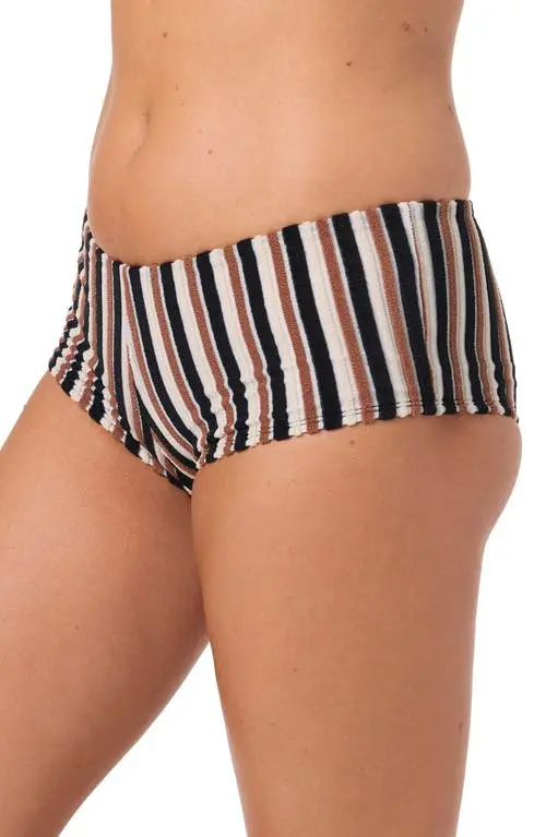 O'Neill Sand Dollar Stripe Surf's Up Boyshort Bikini Bottoms