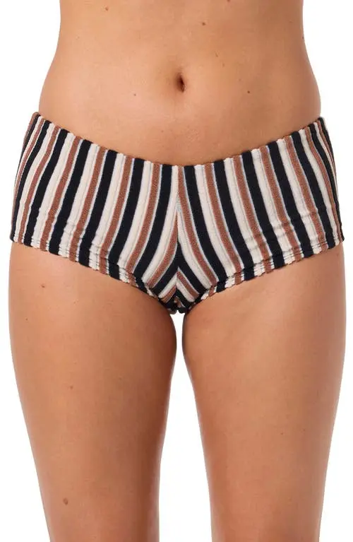 O'Neill Sand Dollar Stripe Surf's Up Boyshort Bikini Bottoms - Black