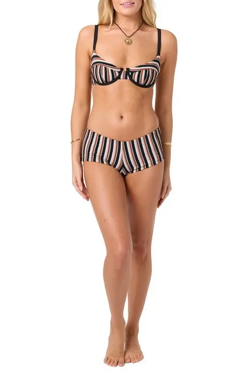 O'Neill Sand Dollar Stripe Surf's Up Boyshort Bikini Bottoms