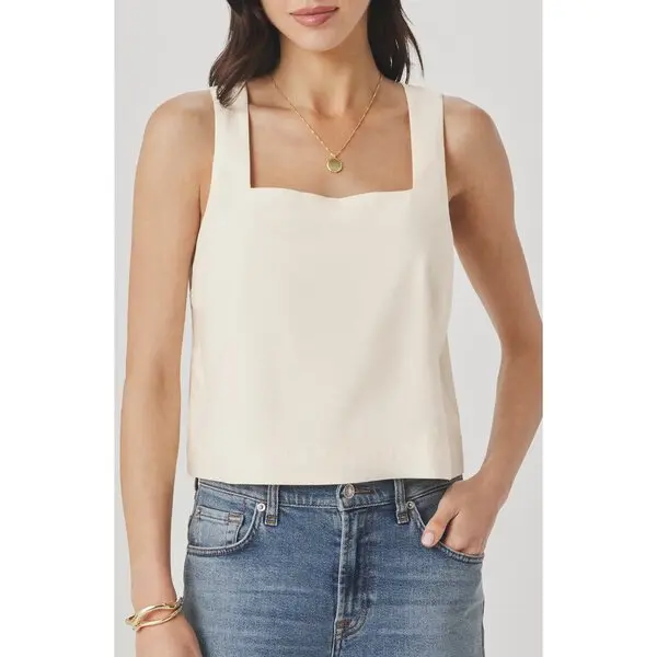 Splendid Valerie Square Neck Crop Tank - Shell White