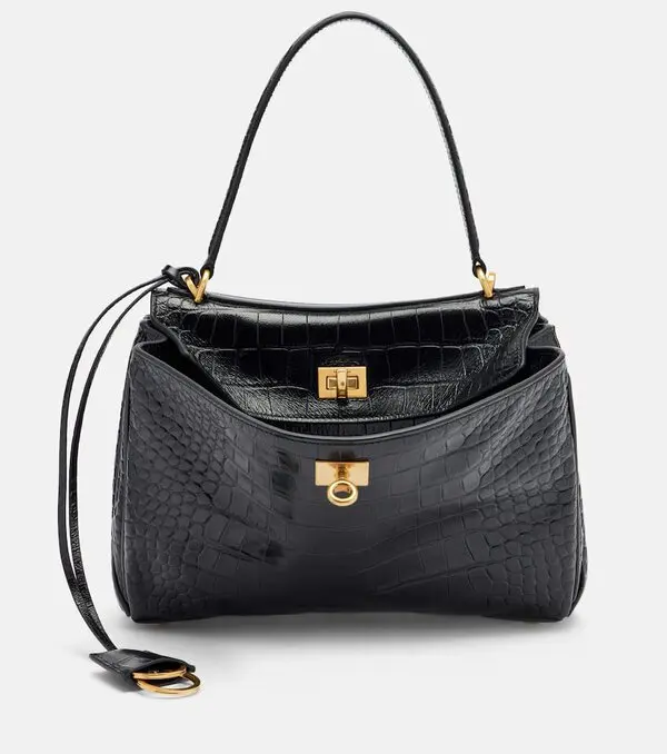 Balenciaga Rodeo Small Croc-effect Leather Tote Bag - Black