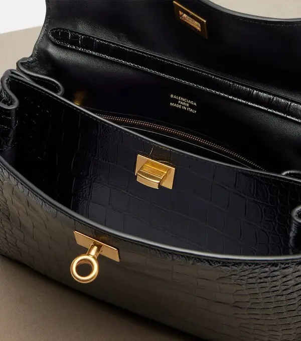 Balenciaga Rodeo Small Croc-effect Leather Tote Bag - Black