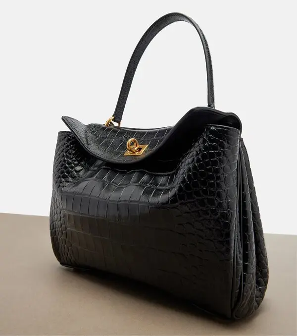 Balenciaga Rodeo Small Croc-effect Leather Tote Bag - Black