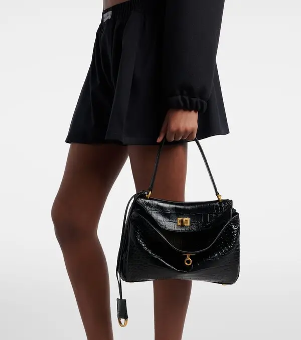 Balenciaga Rodeo Small Croc-effect Leather Tote Bag - Black