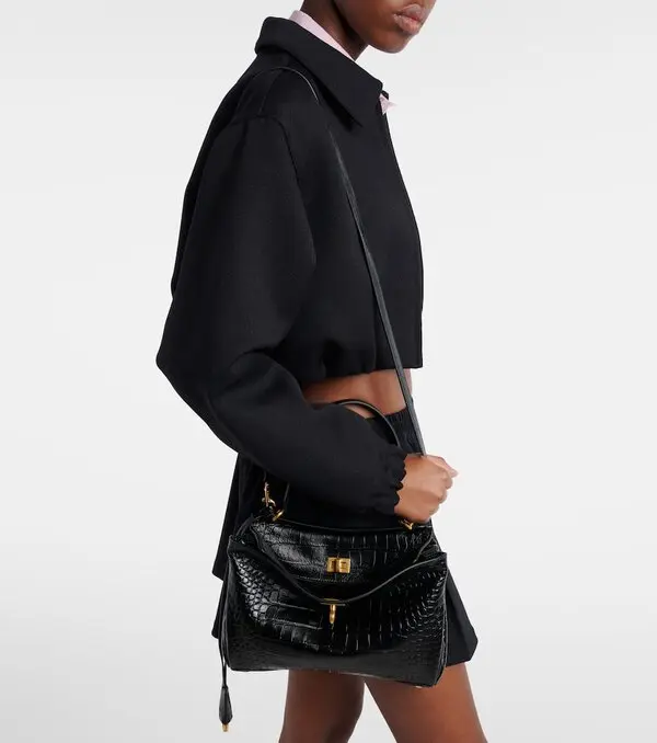 Balenciaga Rodeo Small Croc-effect Leather Tote Bag - Black