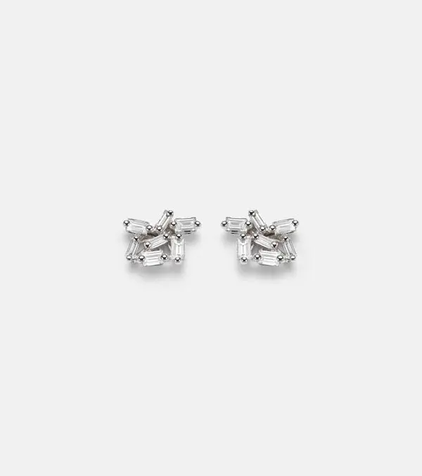 SUZANNE KALAN Classic 18kt White Gold Stud Earrings With Diamonds - Silver
