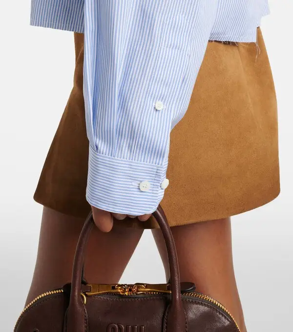 Miu Miu Pinstripe Cropped Cotton Poplin Shirt