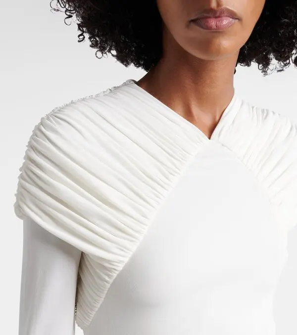 FERRAGAMO Ruched Crepe Jersey Midi Dress