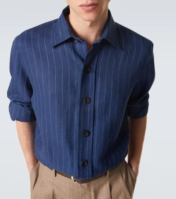 Rubinacci Striped Linen And Wool Shirt