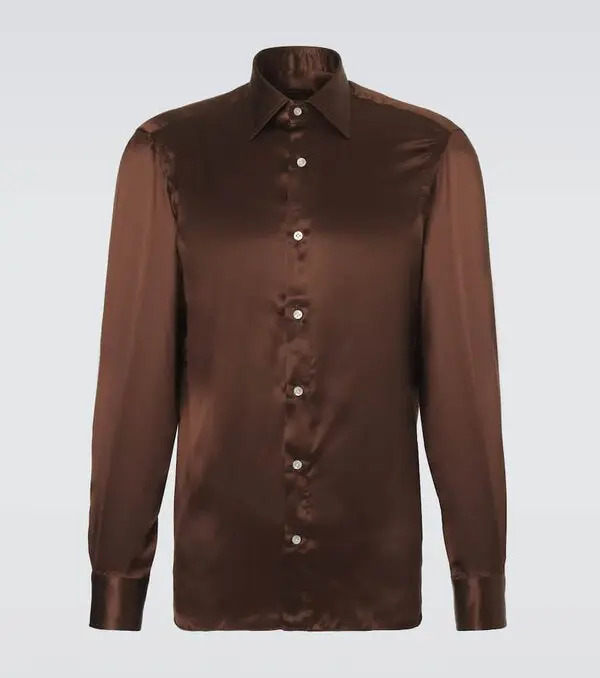 Rubinacci Silk Satin Shirt - Brown