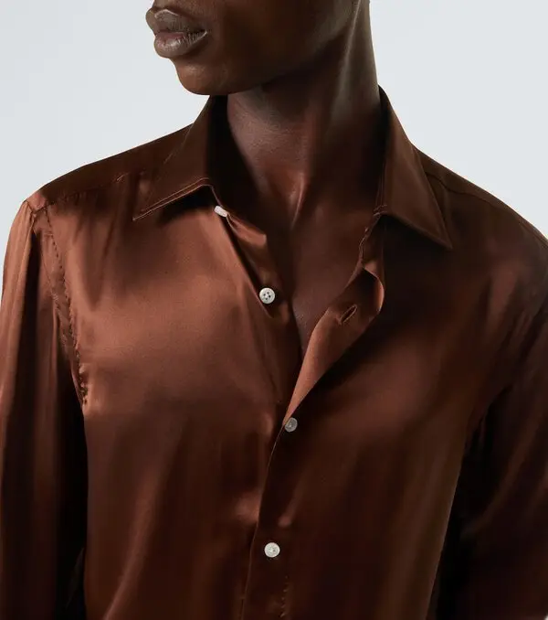 Rubinacci Silk Satin Shirt - Brown