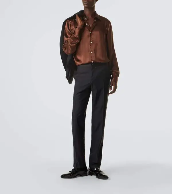 Rubinacci Silk Satin Shirt - Brown