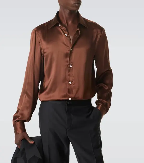 Rubinacci Silk Satin Shirt - Brown