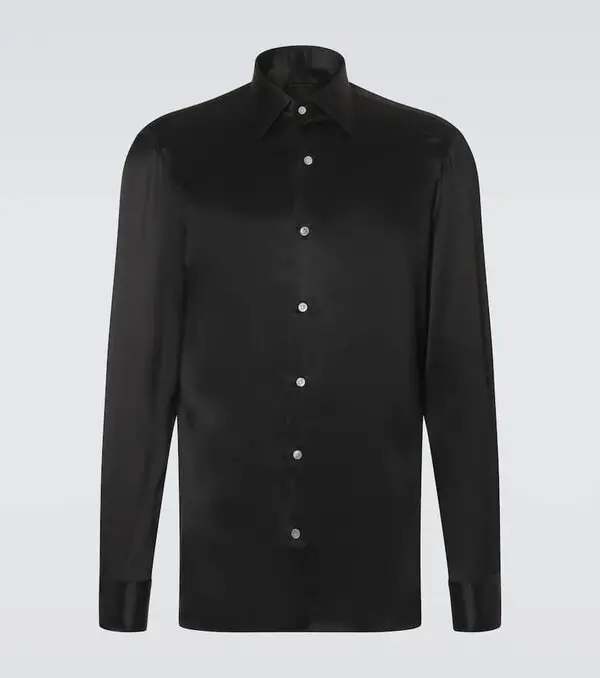 Rubinacci Silk Satin Shirt - Black
