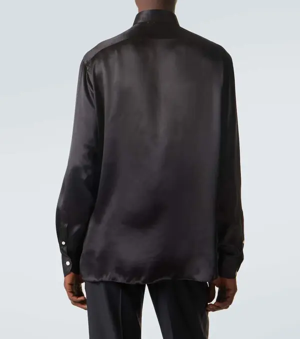 Rubinacci Silk Satin Shirt - Black
