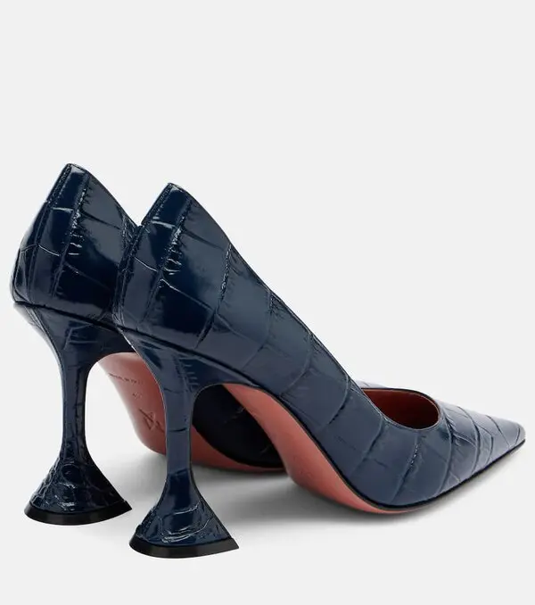 Amina Muaddi Ami Croc-effect Leather Pumps