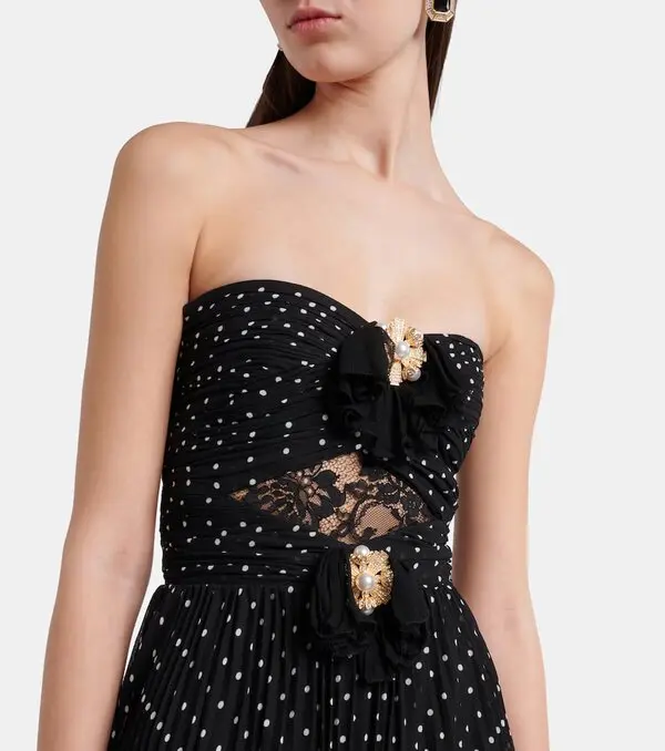 SELF-PORTRAIT Embellished Polka-dot Tiered Gown