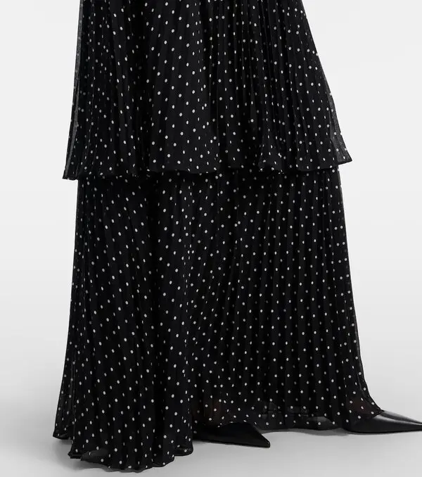 SELF-PORTRAIT Embellished Polka-dot Tiered Gown