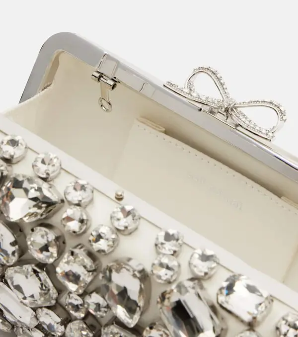 SELF-PORTRAIT Crystal-embellished Satin Clutch