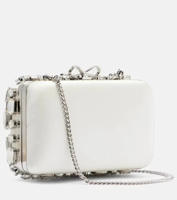 SELF-PORTRAIT Crystal-embellished Satin Clutch