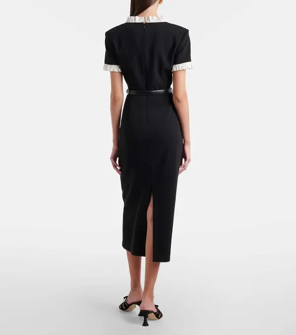 SELF-PORTRAIT Belted Crepe Midi Dress