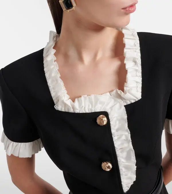 SELF-PORTRAIT Belted Crepe Midi Dress