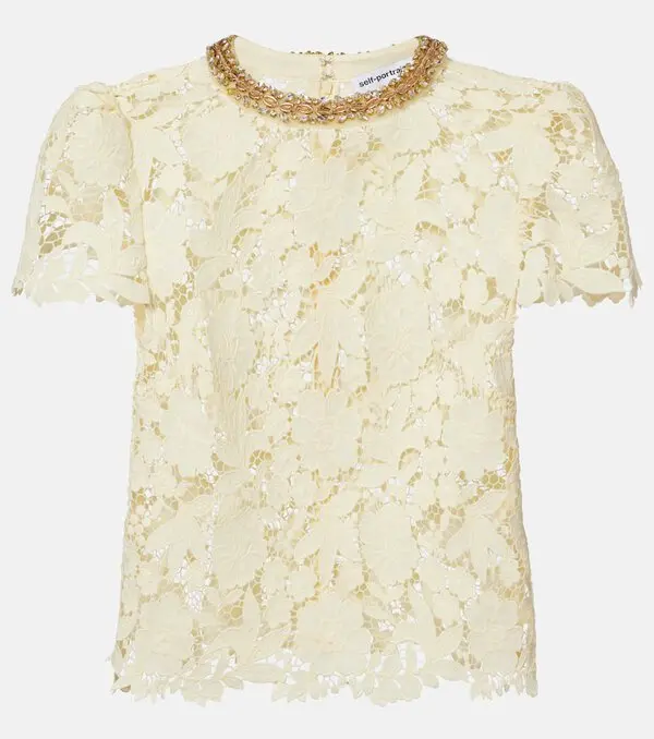 SELF-PORTRAIT Embellished Lace Top
