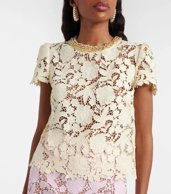 SELF-PORTRAIT Embellished Lace Top