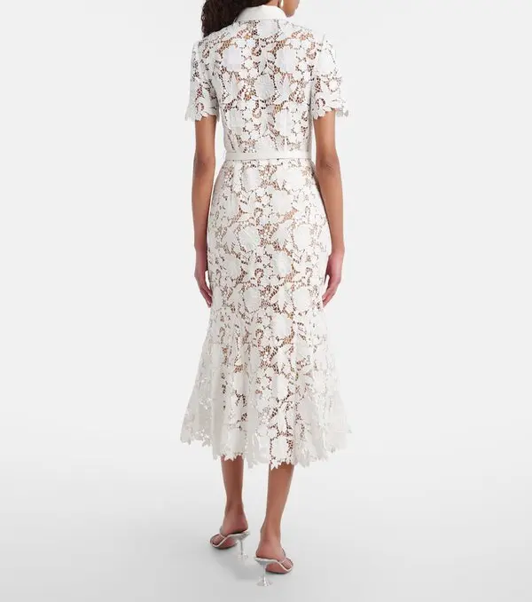 SELF-PORTRAIT Belted Lace Shirt Dress