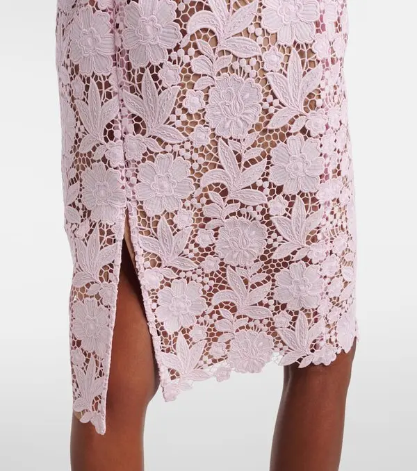 SELF-PORTRAIT Lace Pencil Skirt With Belt And Scalloped Hem