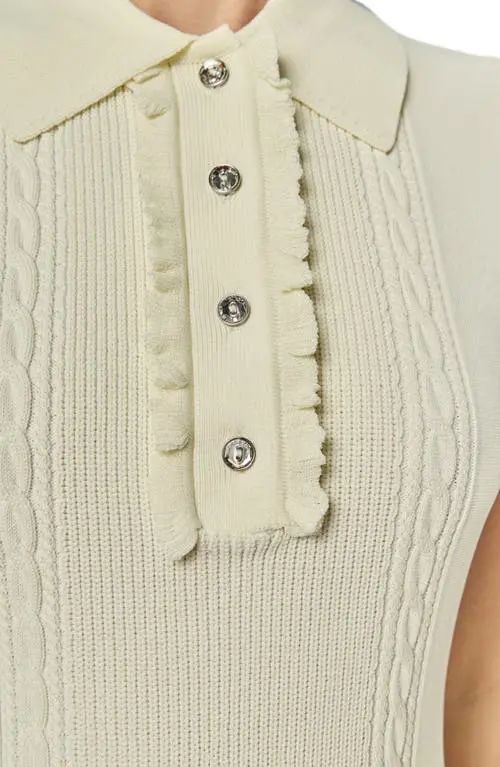 English Factory Ruffle Placket Mini Sweater Dress