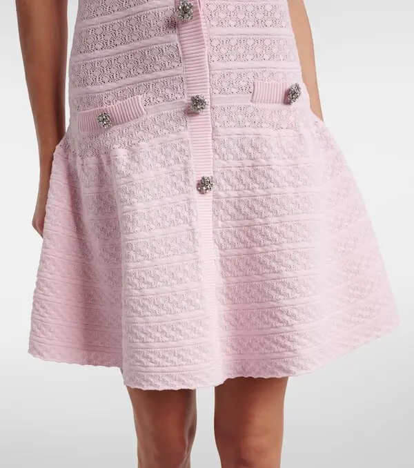 SELF-PORTRAIT Embellished Pointelle Minidress