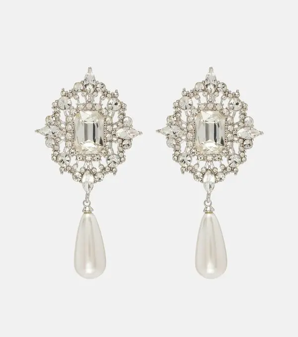 SELF-PORTRAIT Embellished Drop Earrings - Silver