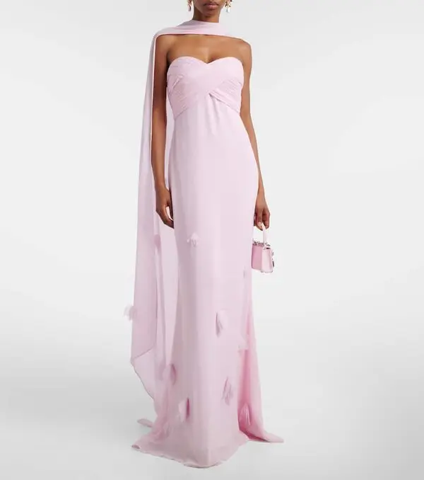 SELF-PORTRAIT Scarf-detail Georgette Gown
