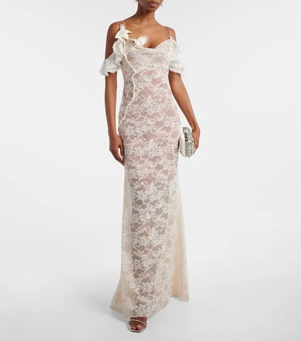 SELF-PORTRAIT Floral-applique Lace Gown