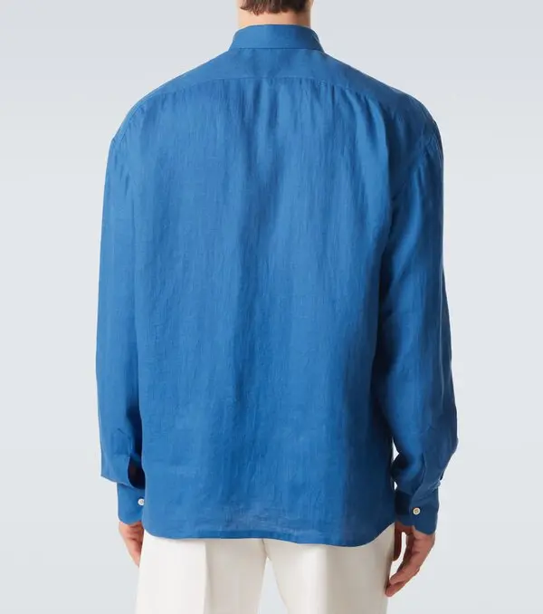 Kiton Bow-detail Linen Shirt - Blue