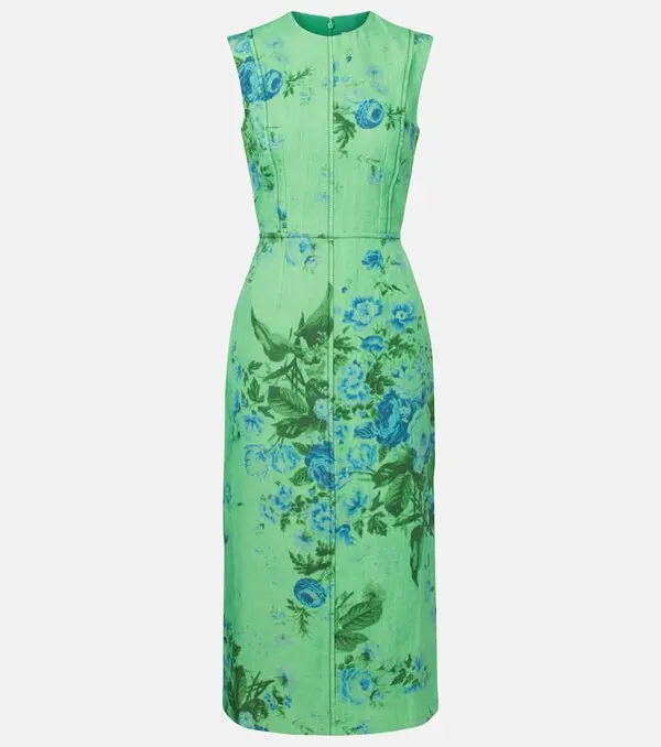 Erdem Floral Linen Midi Dress