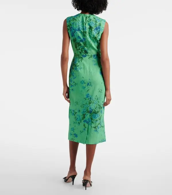 Erdem Floral Linen Midi Dress