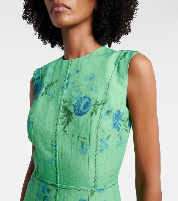 Erdem Floral Linen Midi Dress