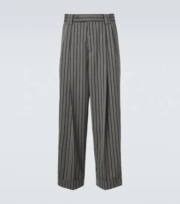 Versace Striped Virgin Wool Straight Pants