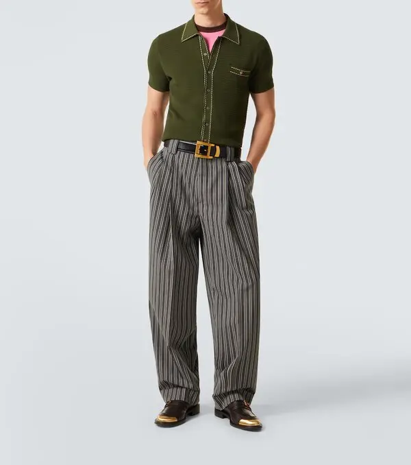 Versace Striped Virgin Wool Straight Pants