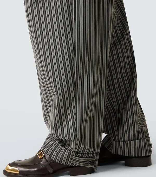 Versace Striped Virgin Wool Straight Pants