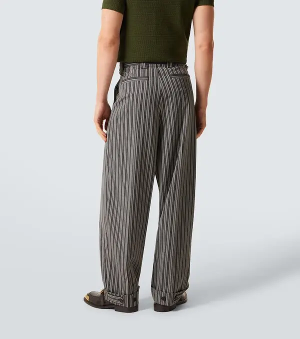 Versace Striped Virgin Wool Straight Pants