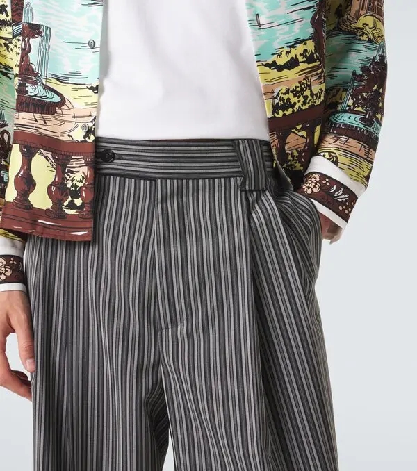 Versace Striped Virgin Wool Straight Pants
